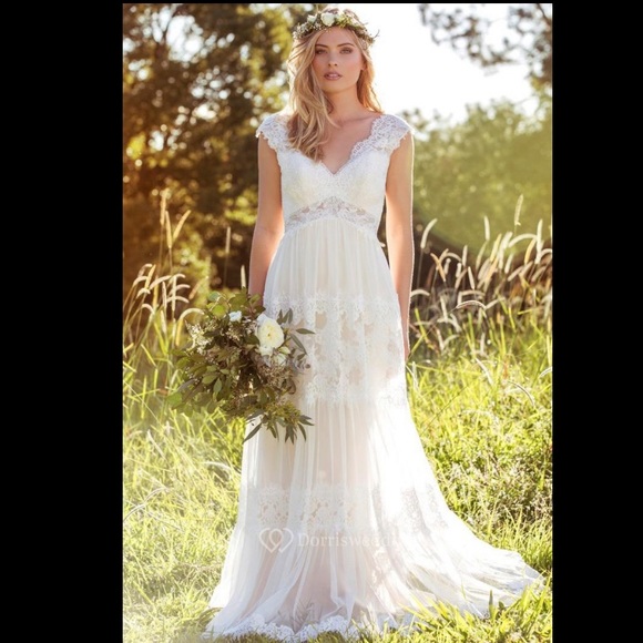 Dresses | Dorris Wedding Dress Vneck Appliqud Lace Tulle Wedding Dress | Poshmark